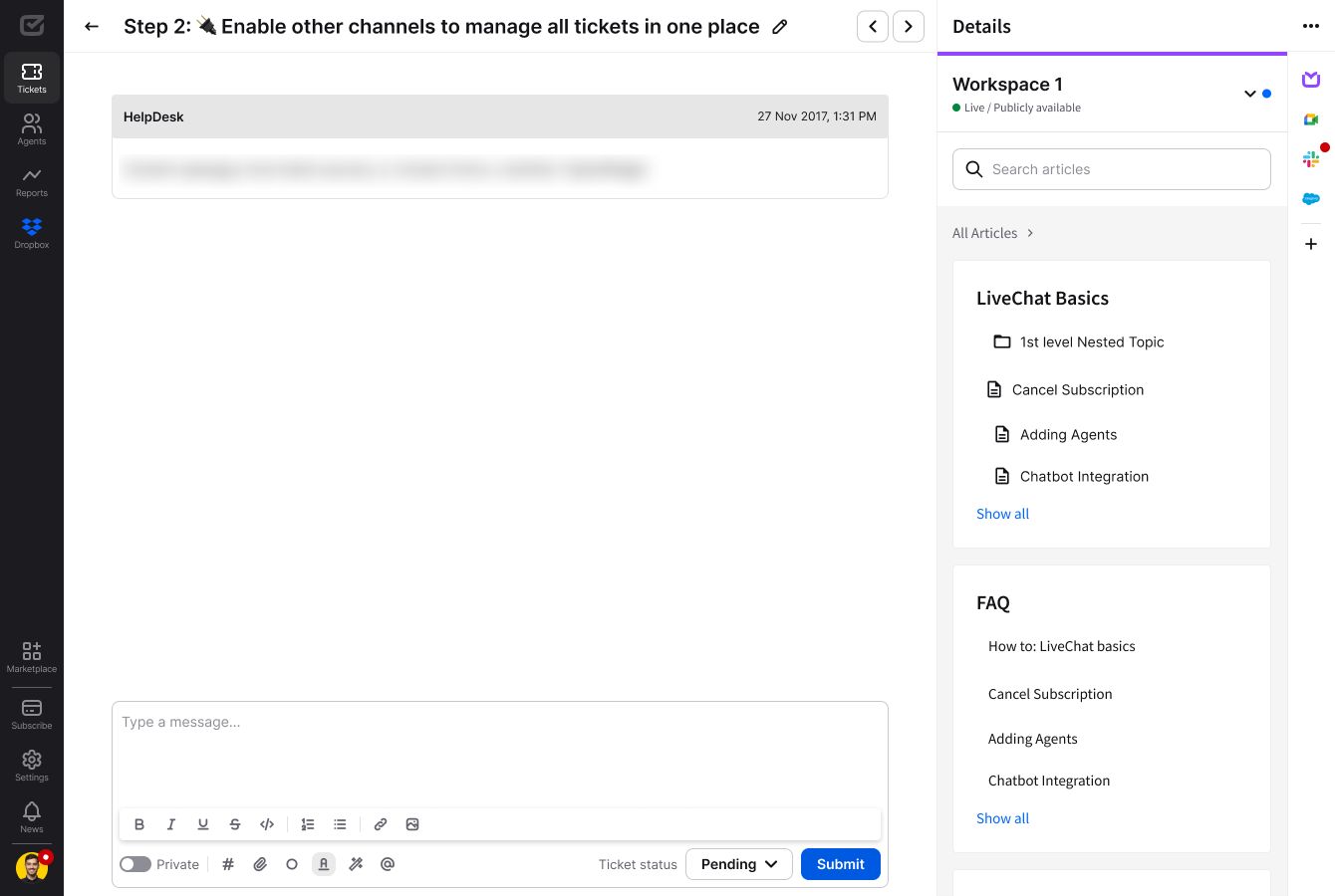 KnowledgeBase: Use Articles for Handling Tickets | HelpDesk Help Center